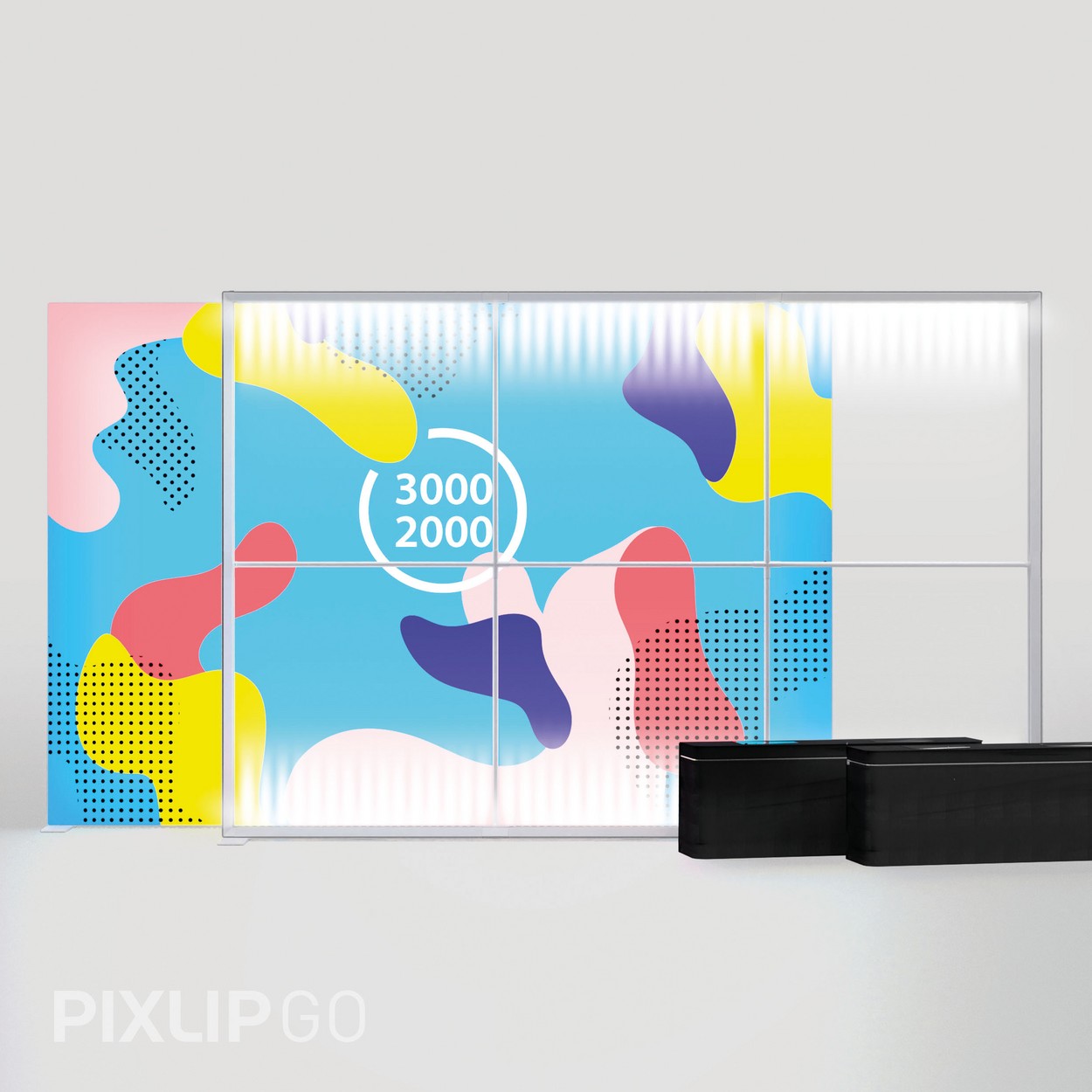 PIXLIP GO Lightbox Messestand LED-beleuchtete Messewand 3x2m